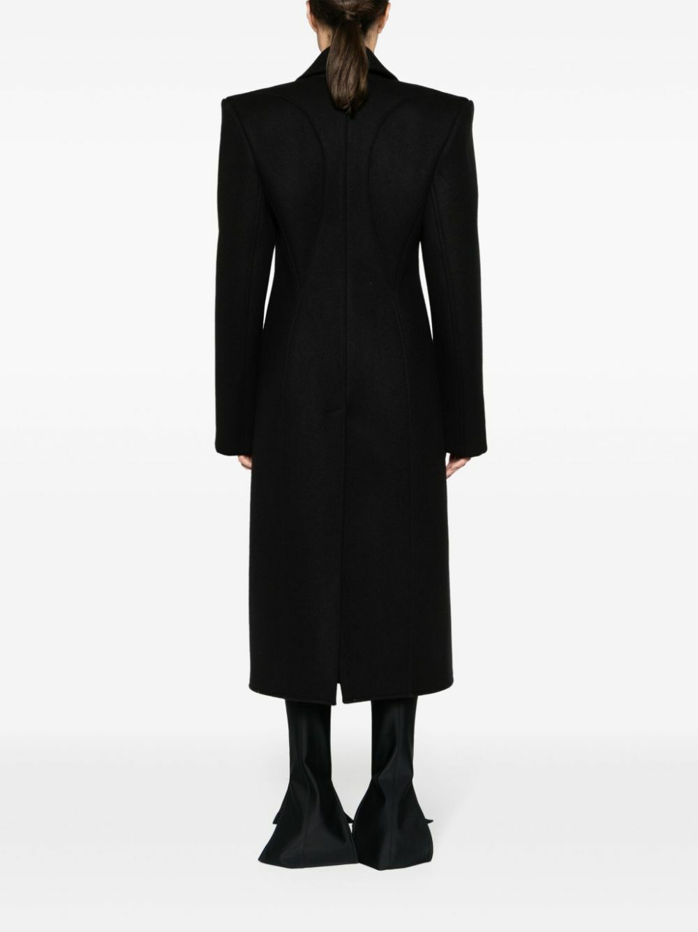 Mugler Black Single-Breasted Wool Coat Mugler