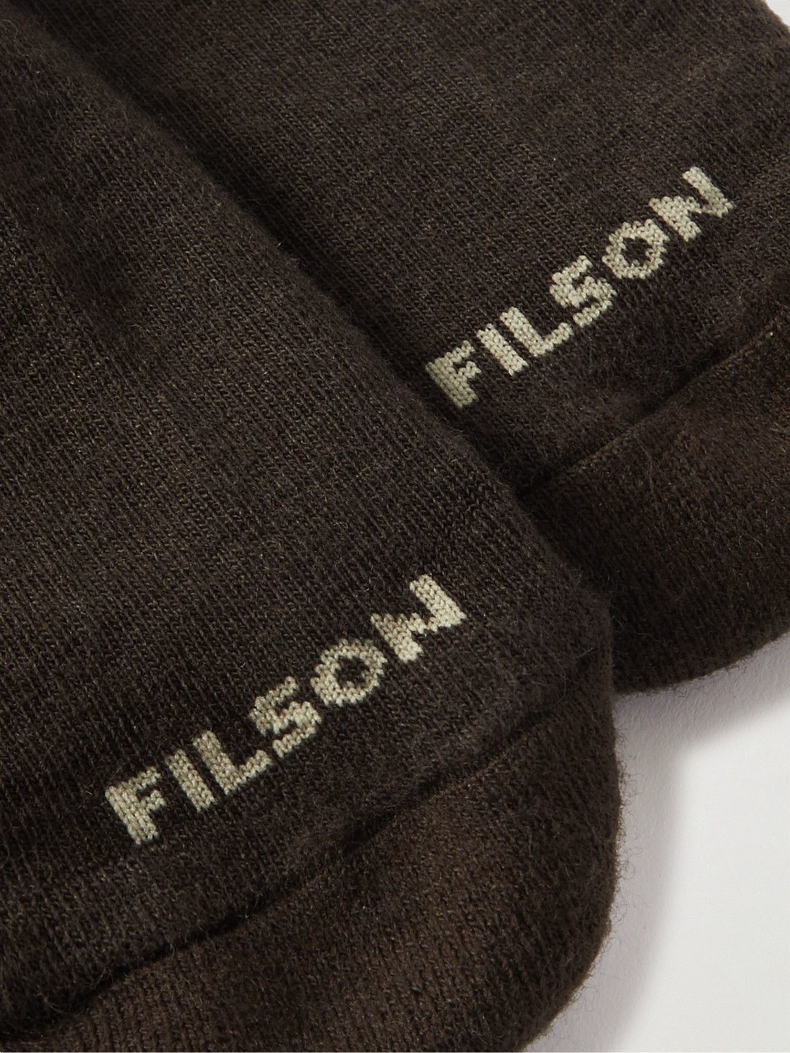 Filson - Logo-Intarsia Merino Wool-Blend Socks - Brown Filson