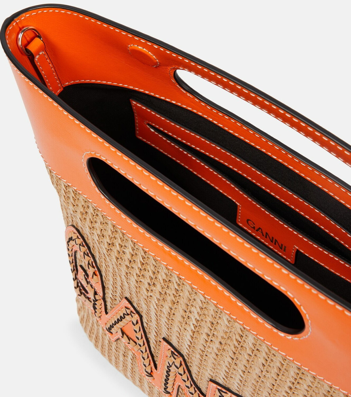 Ganni - Kraft Small raffia tote bag GANNI