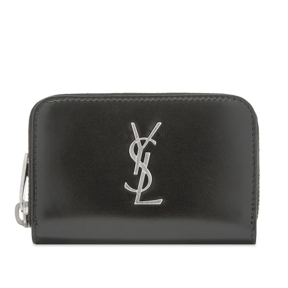 Saint Laurent East West YSL Metal Logo Zip Wallet Saint Laurent