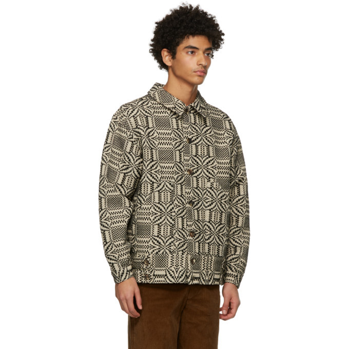 Bode Black and Beige Coverlet Jacket Bode