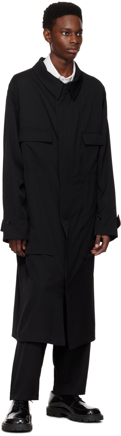 Yohji Yamamoto Black Convertible Collar Coat Yohji Yamamoto