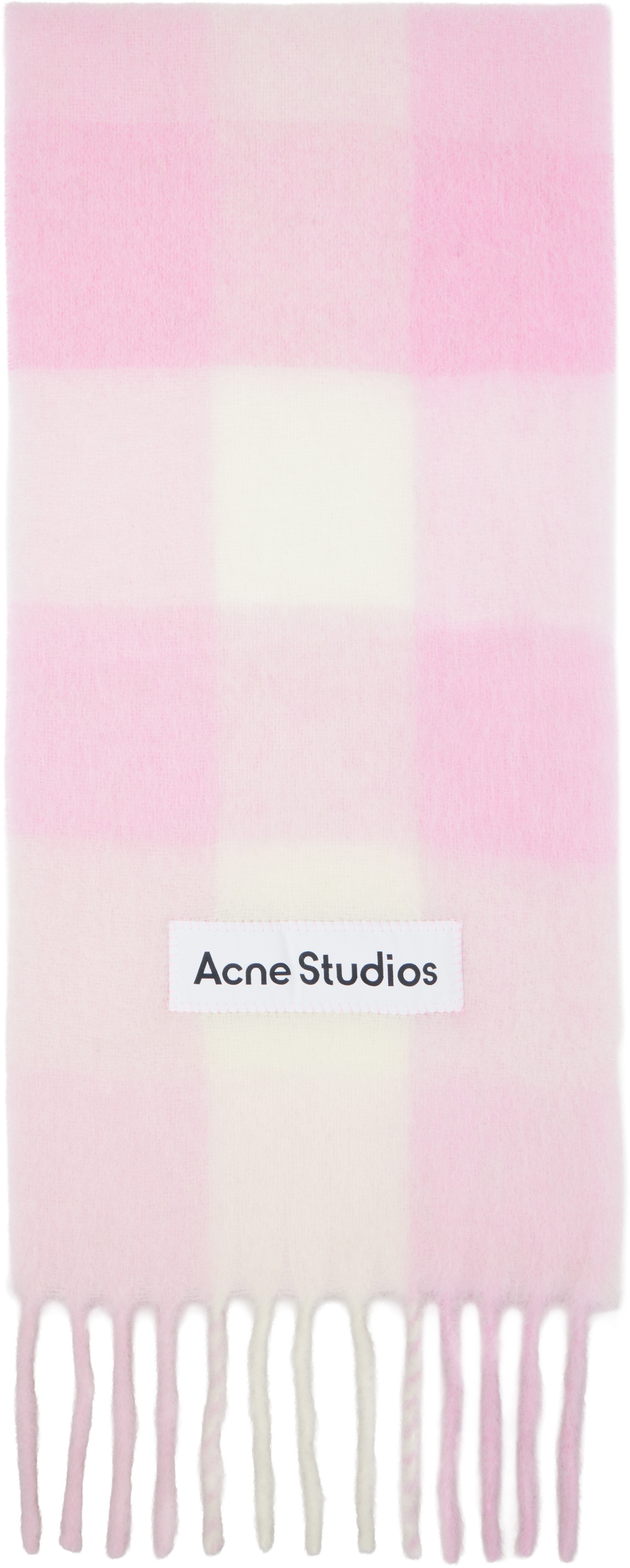Acne Studios Pink Mohair Checked Scarf Acne Studios