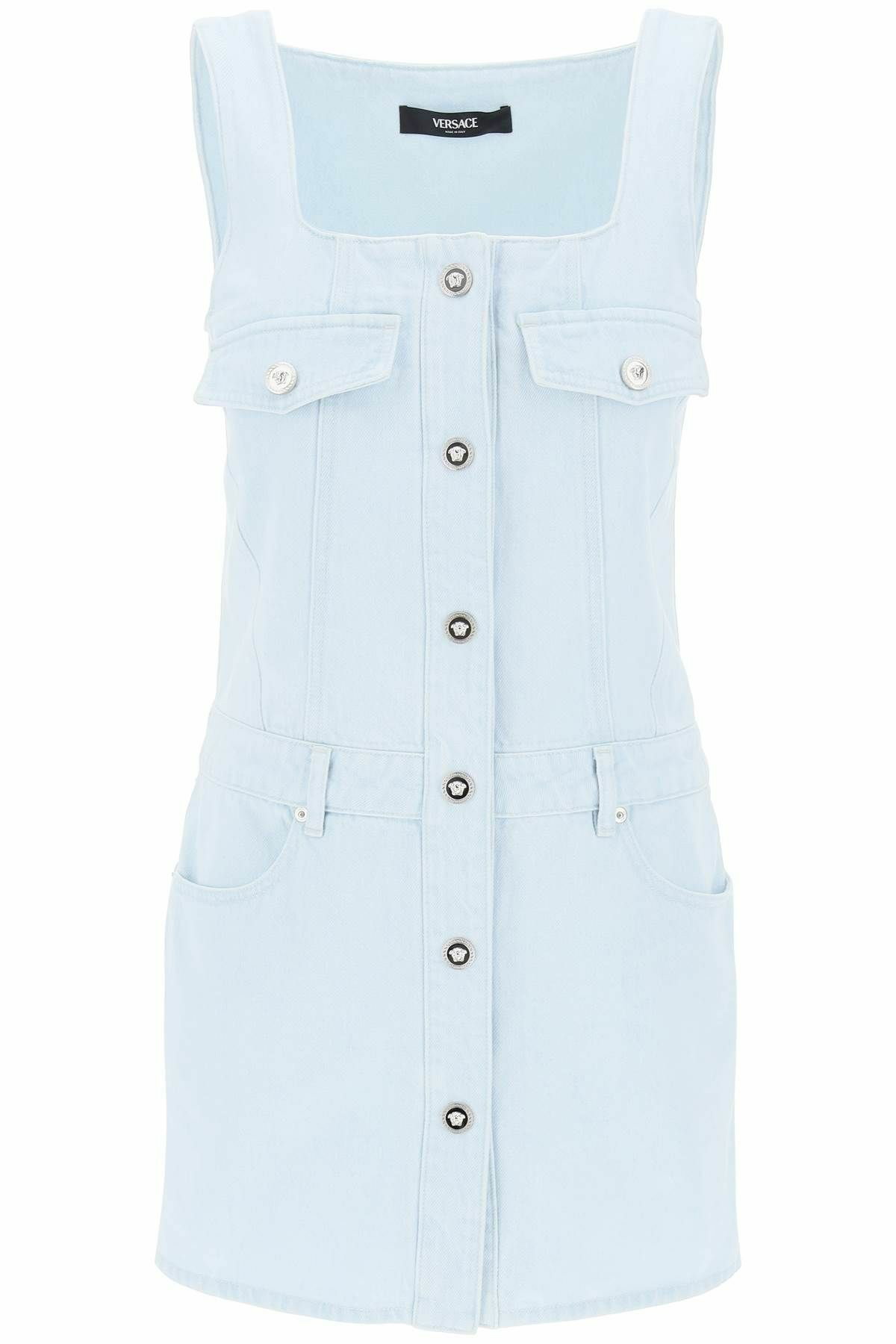 VERSACE "medusa mini denim dress Light blue Versace