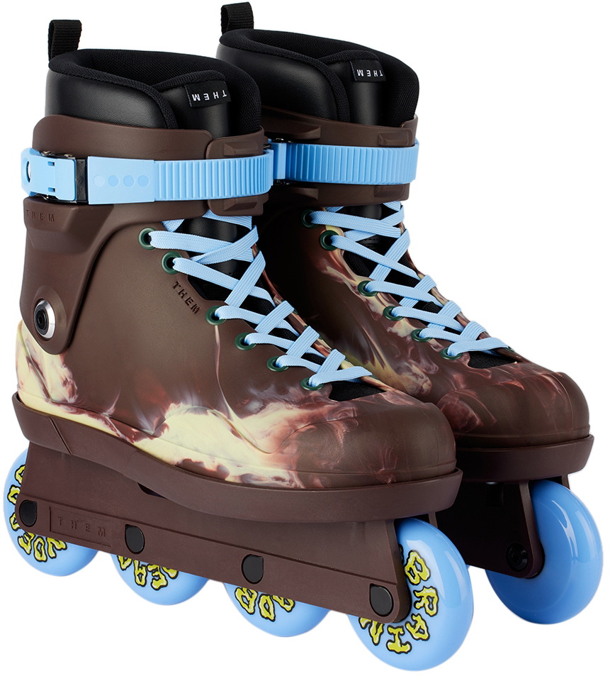 THEM SKATES Brown & Blue Brain Dead Edition 909 Complete Inline Skates ...