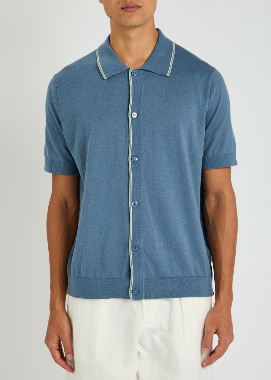 NN07 Nolan Knitted Polo Shirt Blue NN07