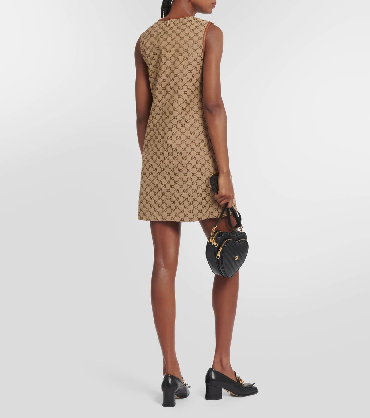 Gucci GG leather-trimmed canvas minidress Gucci