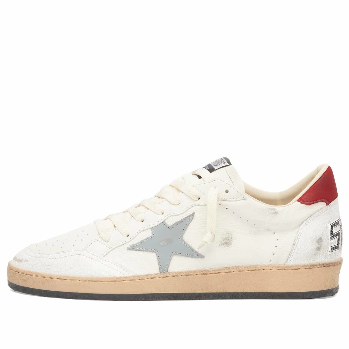 Golden Goose Men's Ball Star Leather Sneaker in White/Silver Blue/Red ...