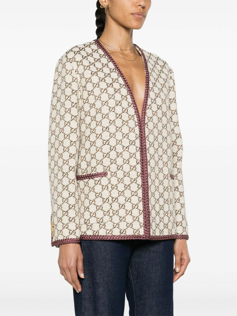 Gucci Neutral GG Tweed Jacket Gucci