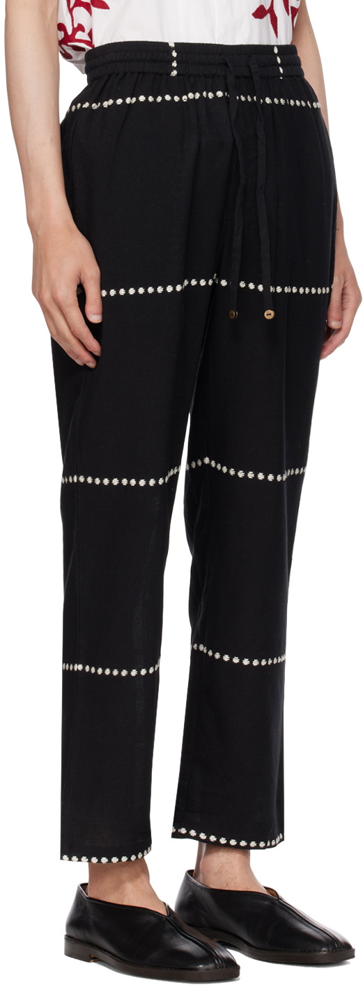 HARAGO Black Embroidered Trousers HARAGO