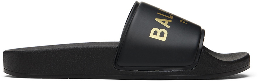 Balmain Kids Black Printed Slides Balmain