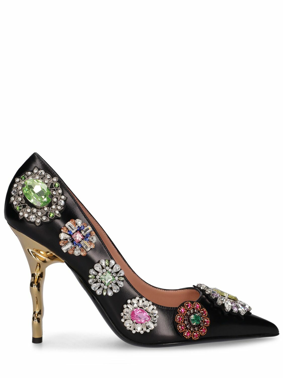 MOSCHINO - 105mm Embellished Leather Heels Moschino