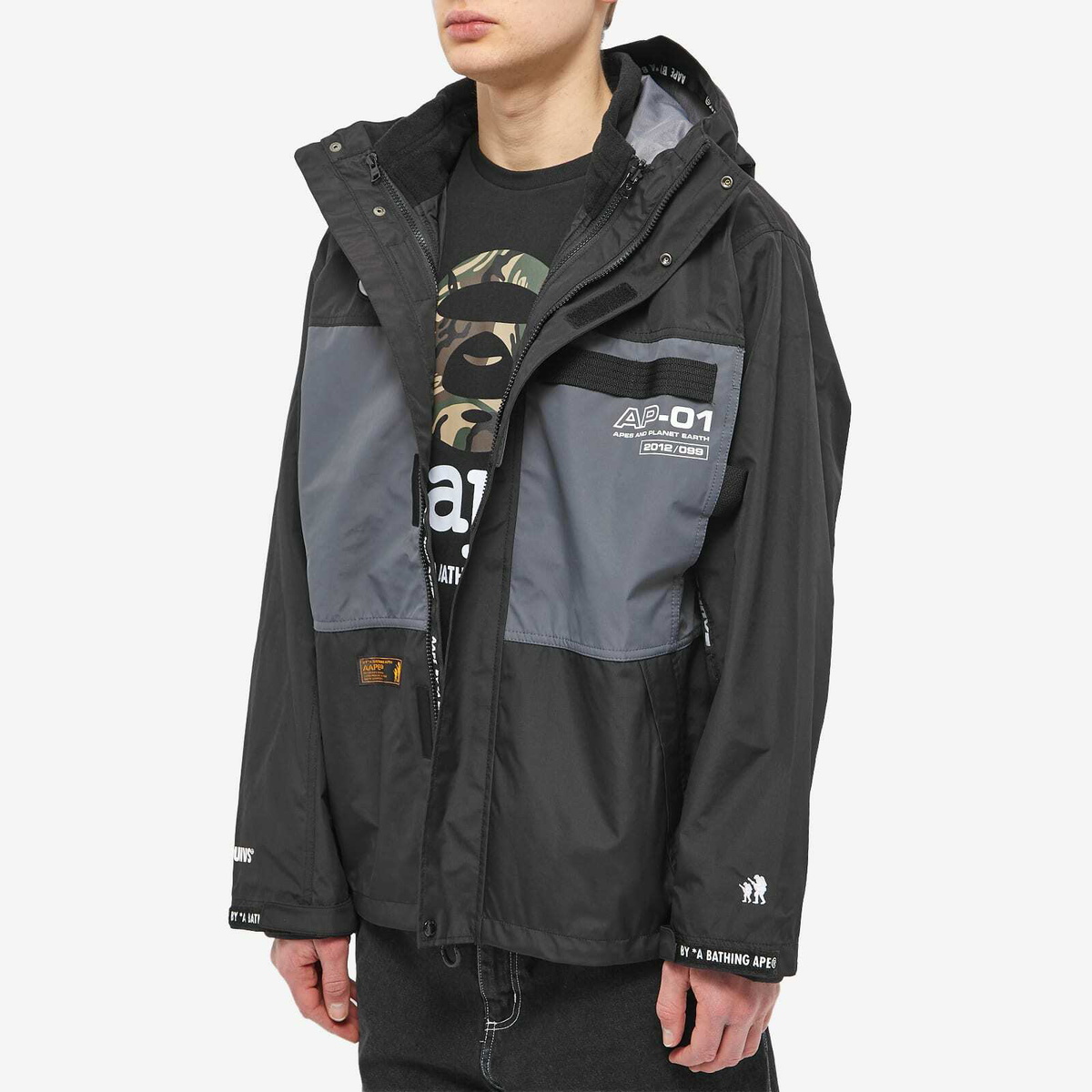 Men's AAPE 2L Shell Fleece Jacket in Black AAPE by A Bathing Ape