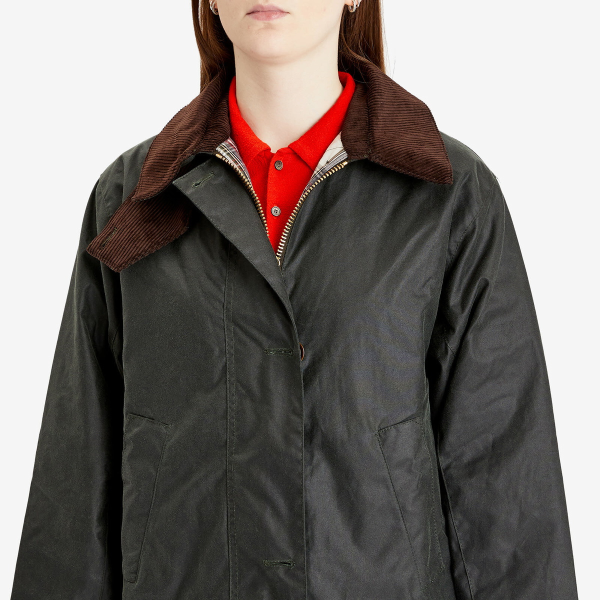 Barbour Women's x Alexa Loren Wax Jacket in Sage/Dress Stewart Barbour