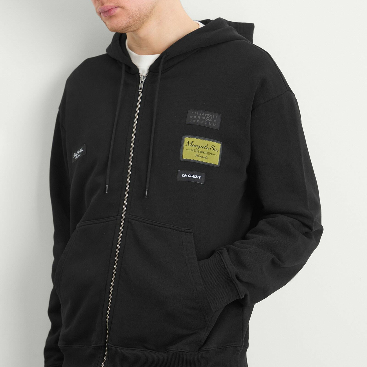 MM6 Maison Margiela Men's Tailored Labels Zip Hoodie in Black MM6 ...