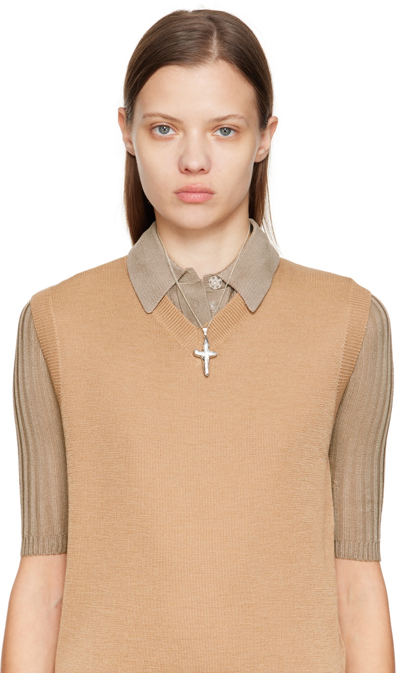 Mudd Pearl SSENSE Exclusive Silver Pearly Cross Chain Necklace