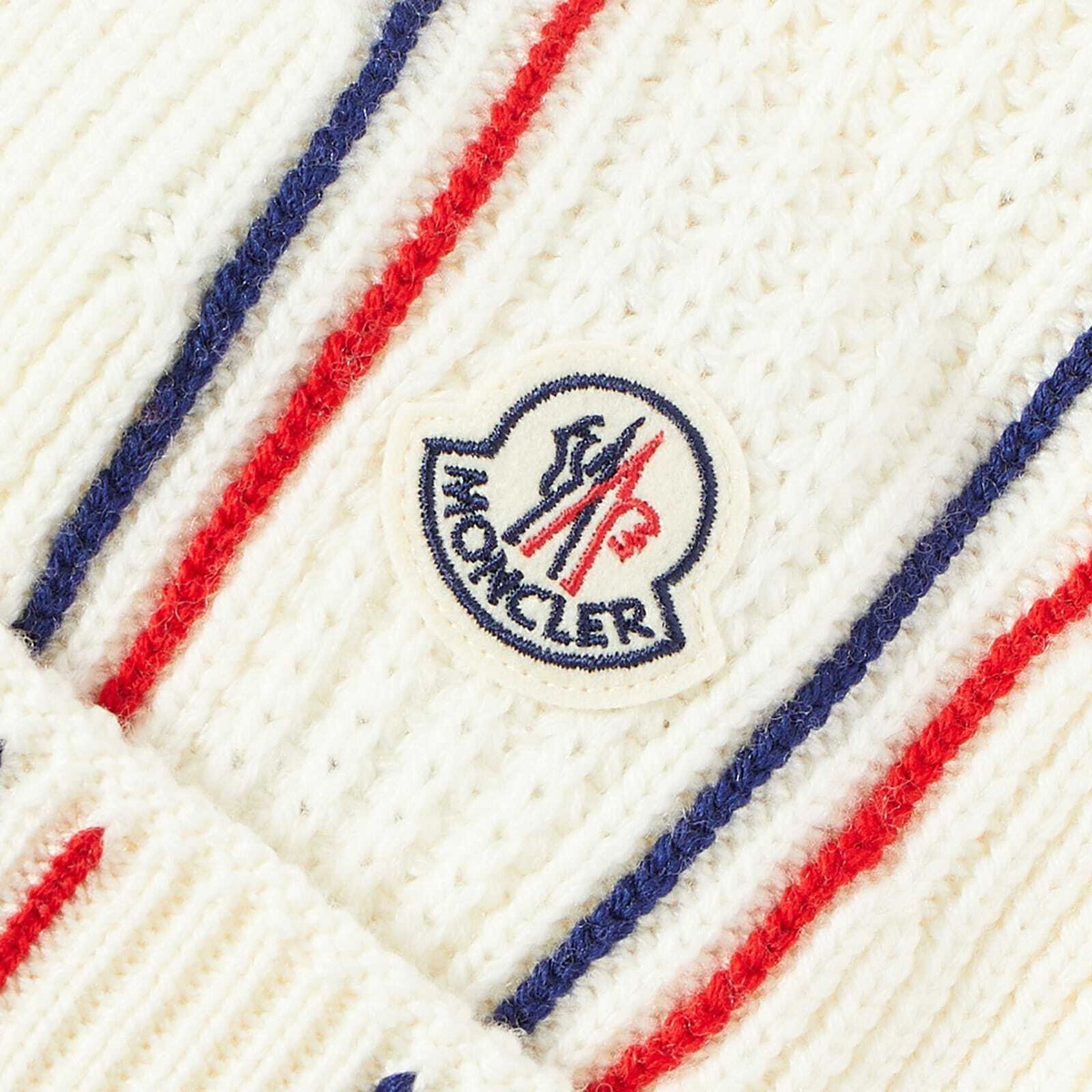 Moncler Men's Tricolour Beanie in White Moncler