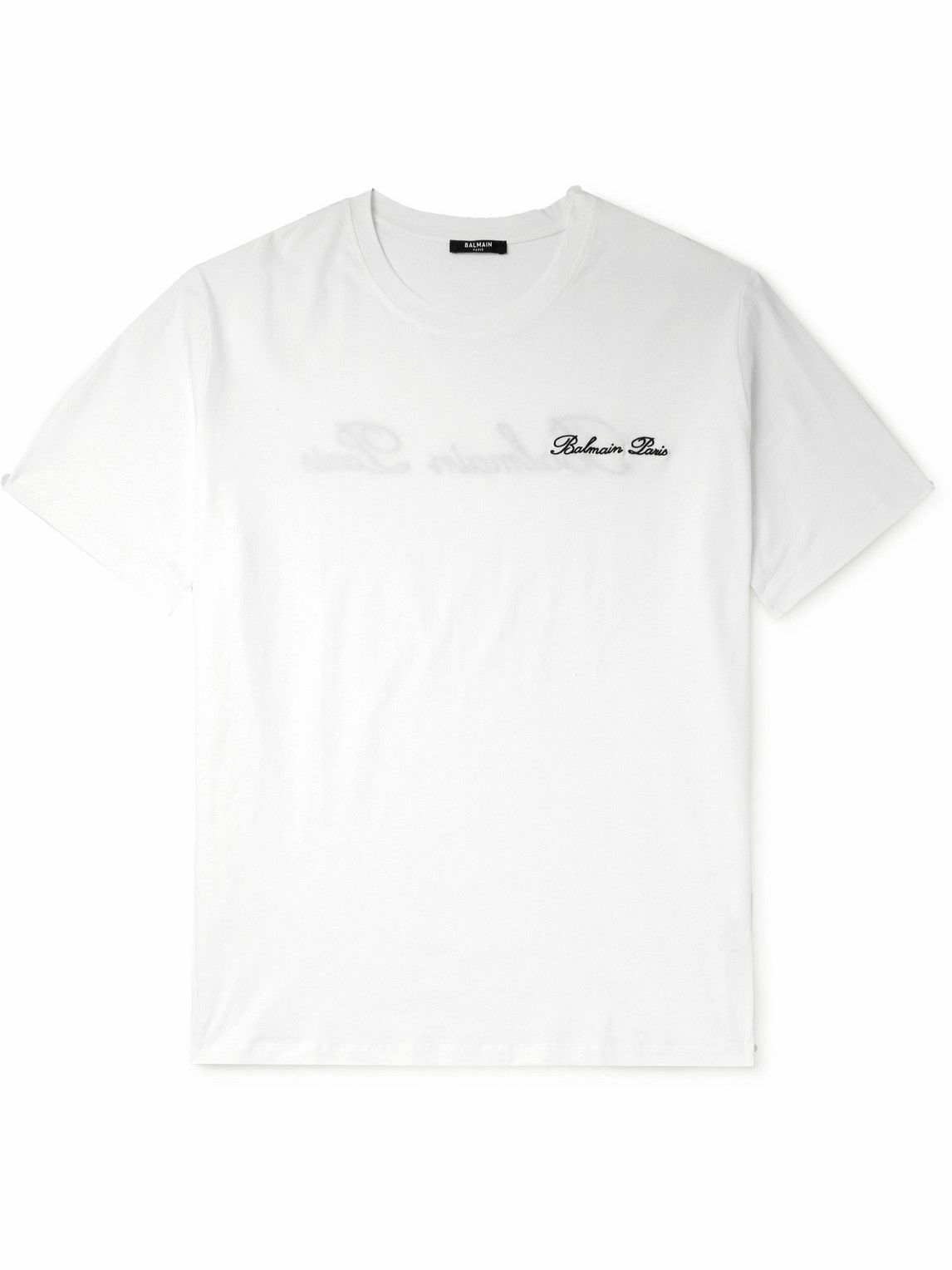 Balmain - Logo-Embroidered Cotton-Jersey T-Shirt - White Balmain