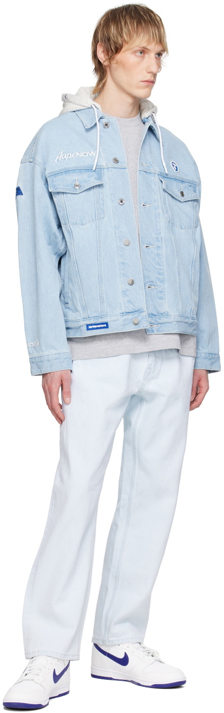 AAPE by A Bathing Ape Blue Hooded Denim Jacket AAPE by A Bathing Ape