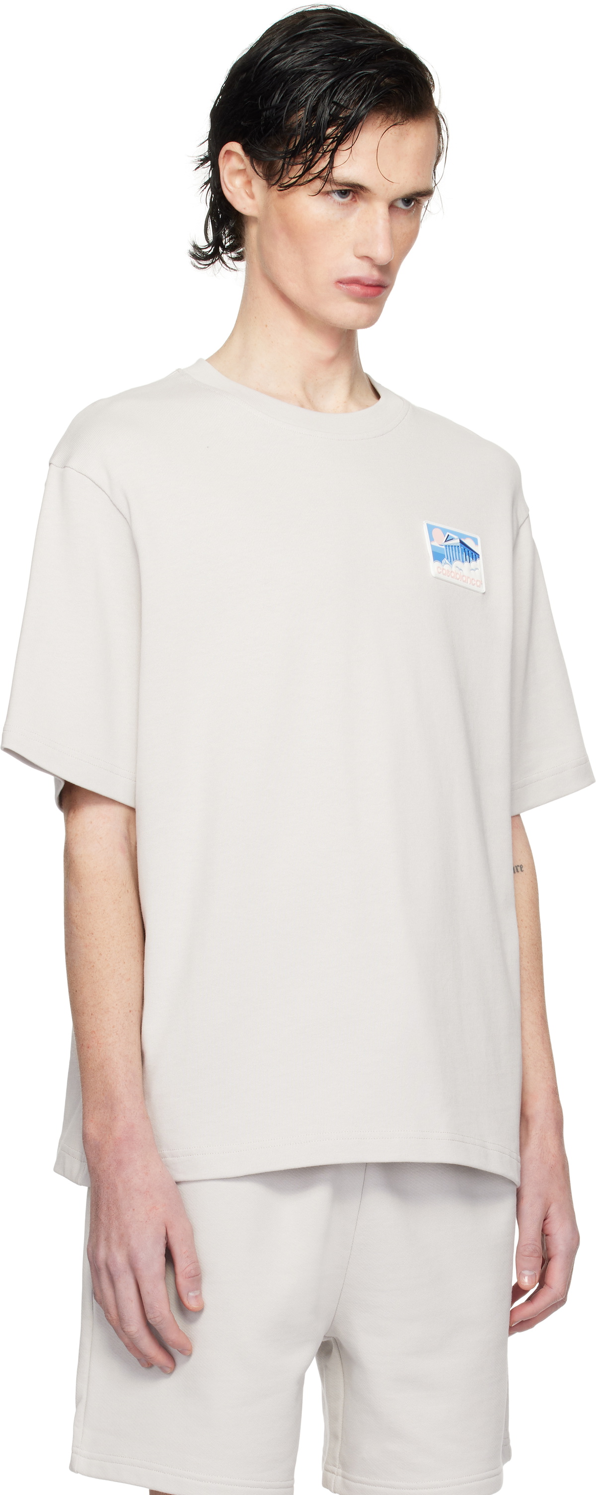 Casablanca Gray Greek Temple Patch T-shirt Casablanca