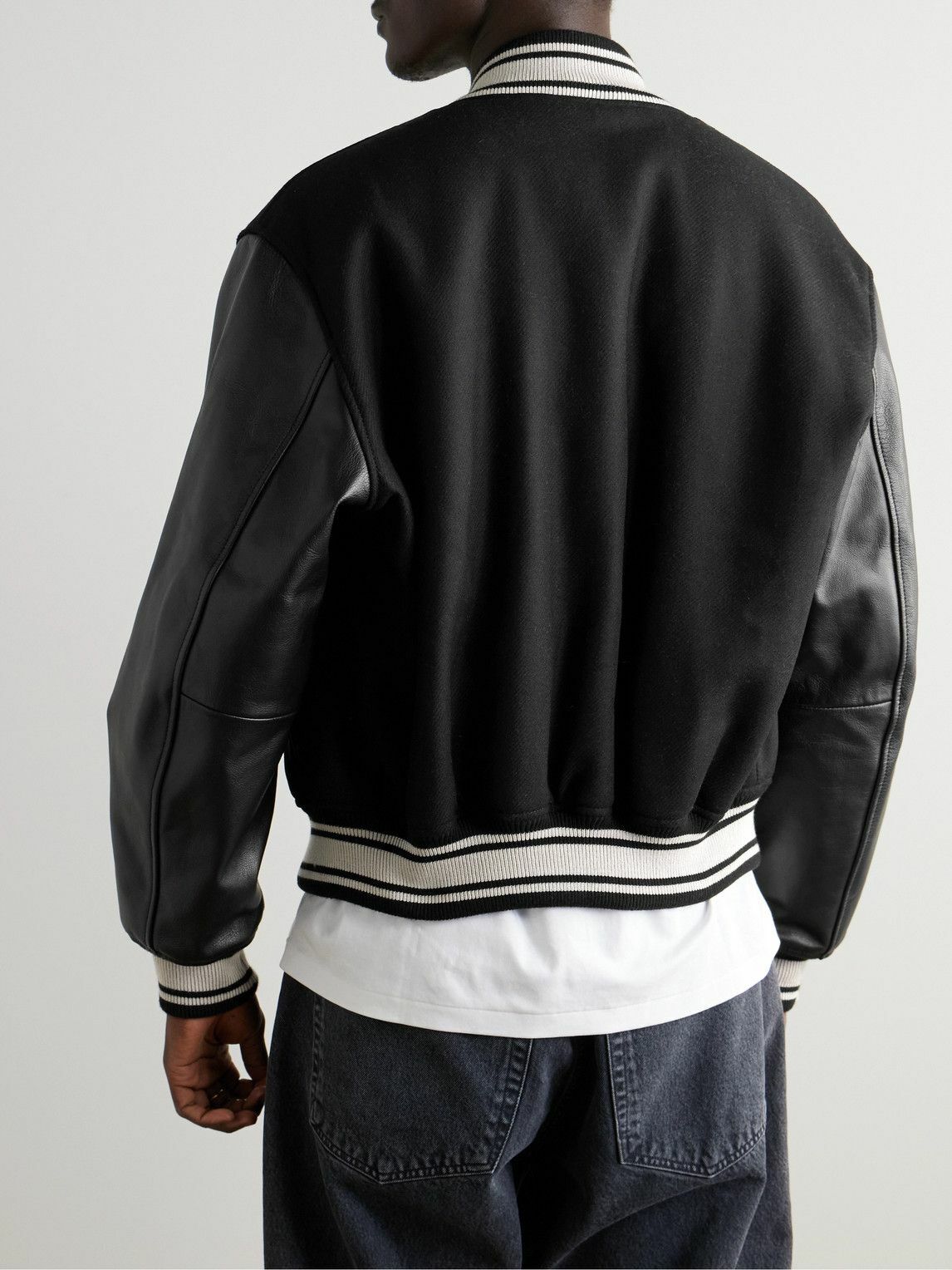 AGOLDE - RSVP GALLERY Logo-Appliquéd Leather-Trimmed Wool-Blend Felt ...