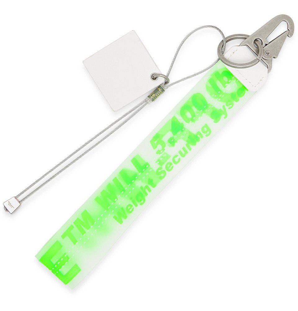 Off-White - Leather-Trimmed Logo-Embossed PVC Key Fob - Men - Green Off ...