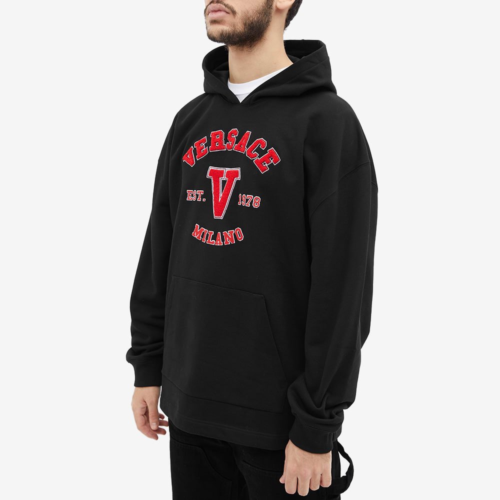 Versace Men's Varsity Popover Hoody in Black/Red Versace