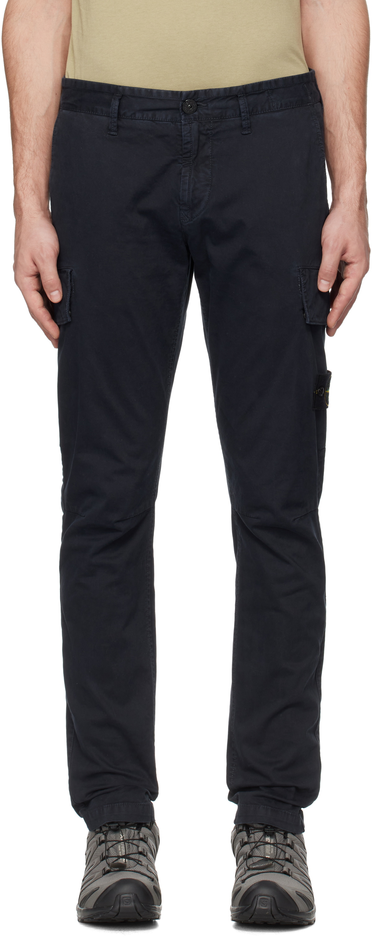 Stone Island Navy Organic Broken Twill 'OLD' Cargo Pants Stone Island