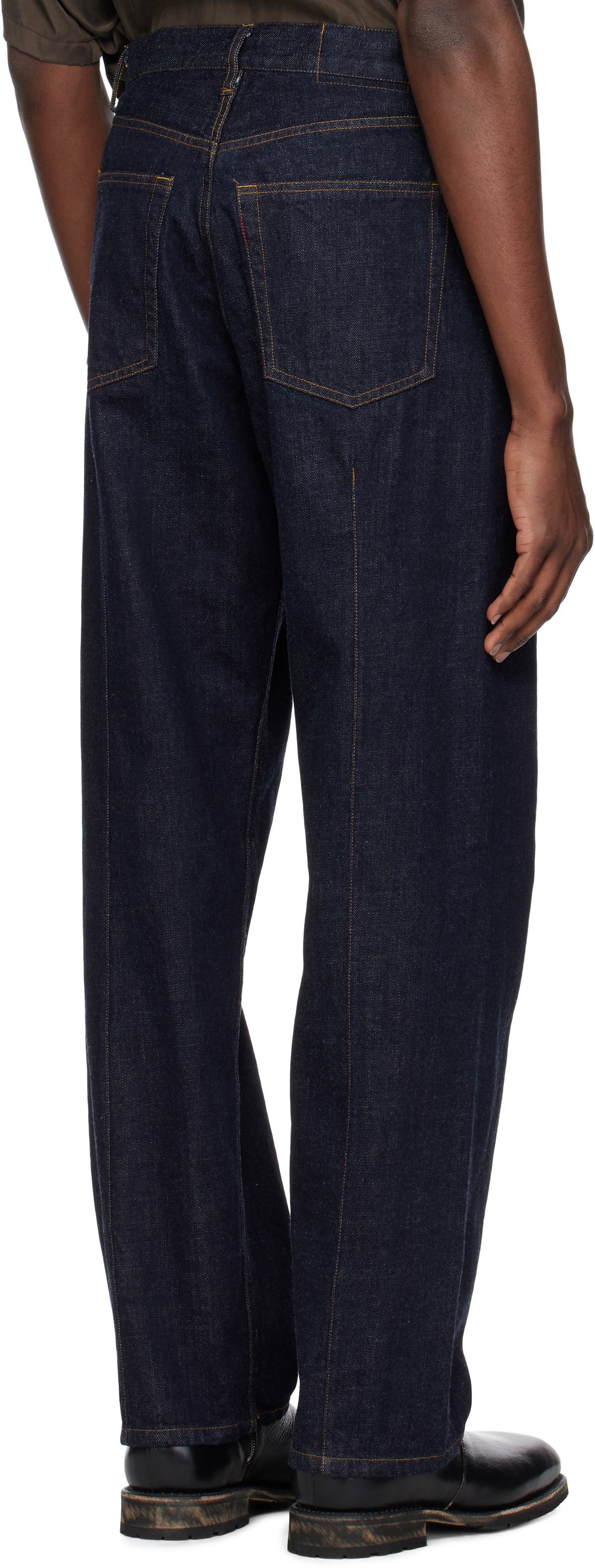 YOKE Navy Wide Straight 5P Jeans YOKE