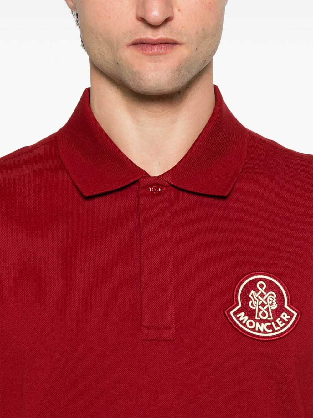 Moncler Red Logo-Appliqué Polo Shirt Moncler