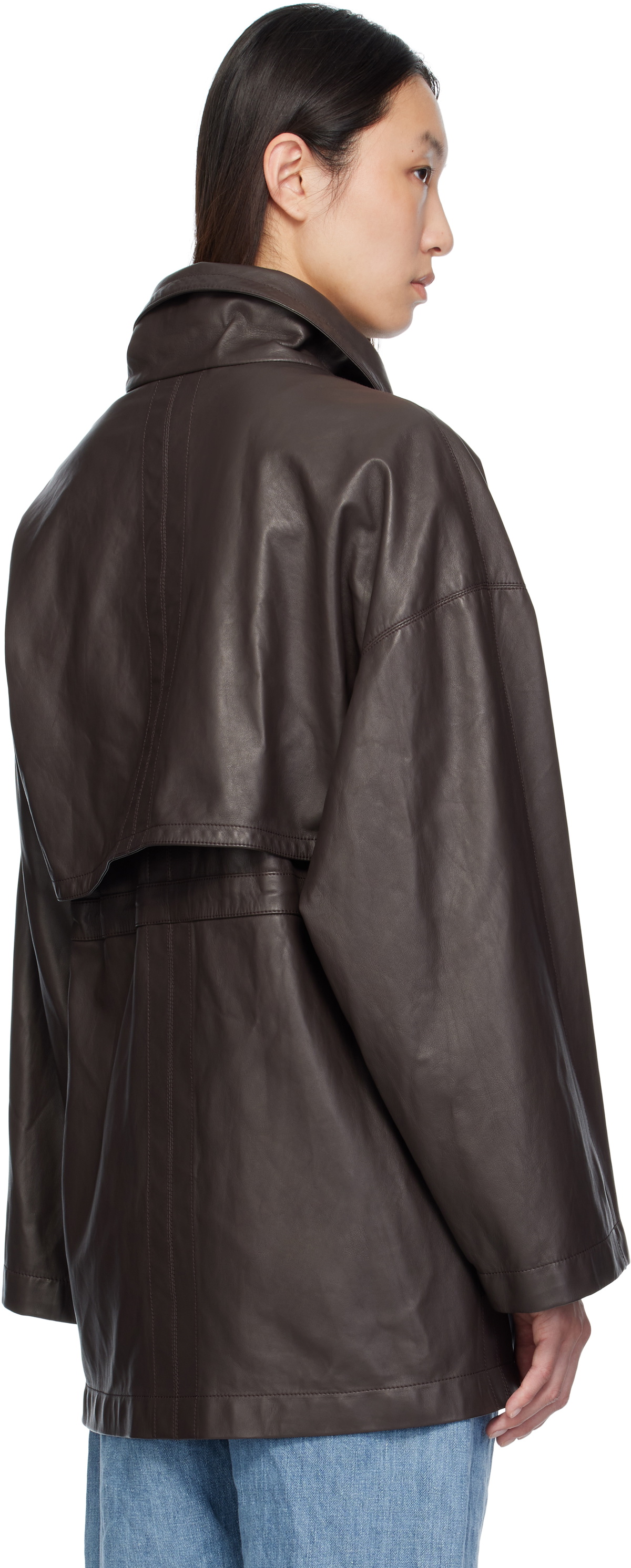 The Row Brown Herbie Leather Jacket The Row