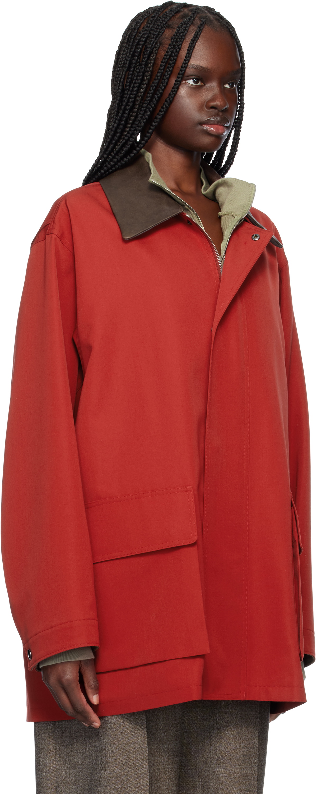 AURALEE Red Wool Max Canvas Jacket Auralee