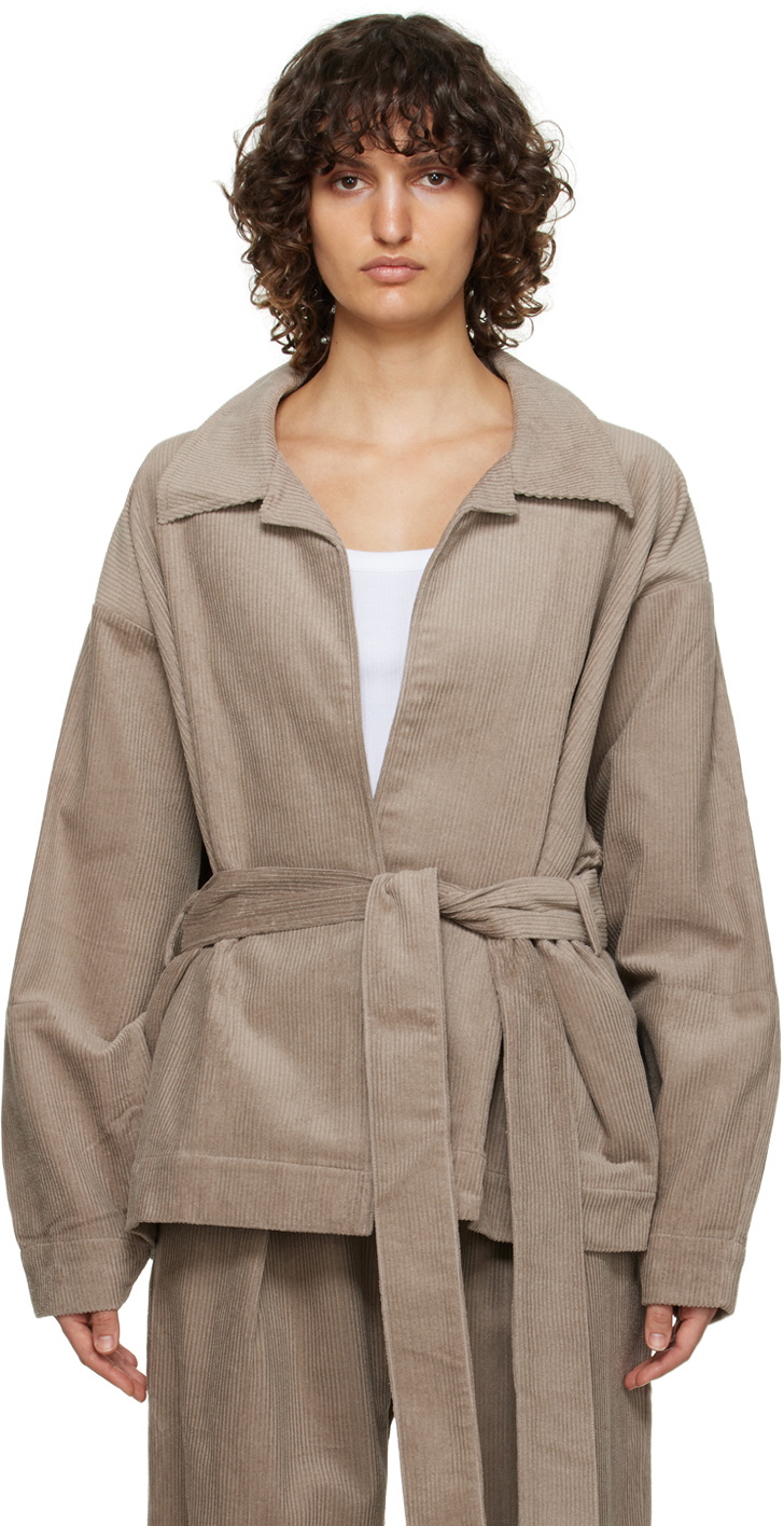 Deiji Studios Taupe 'The Cord House' Robe Deiji Studios