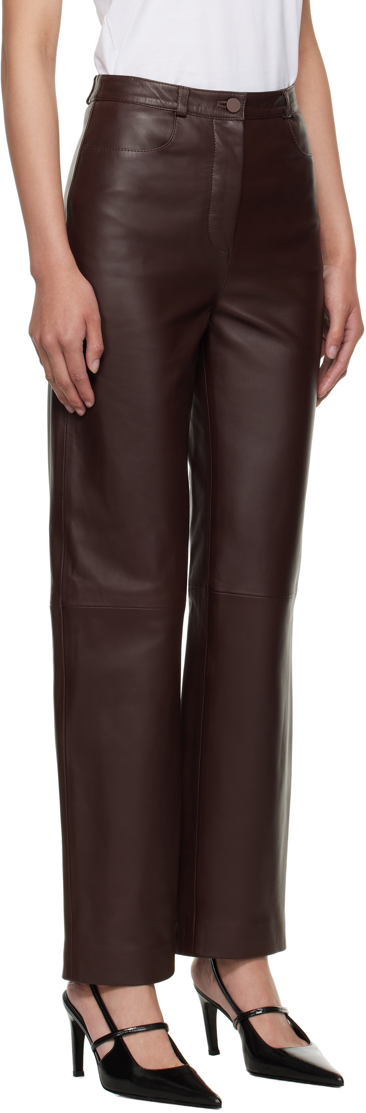 Loulou de Saison Burgundy Cobe Leather Pants Loulou Studio