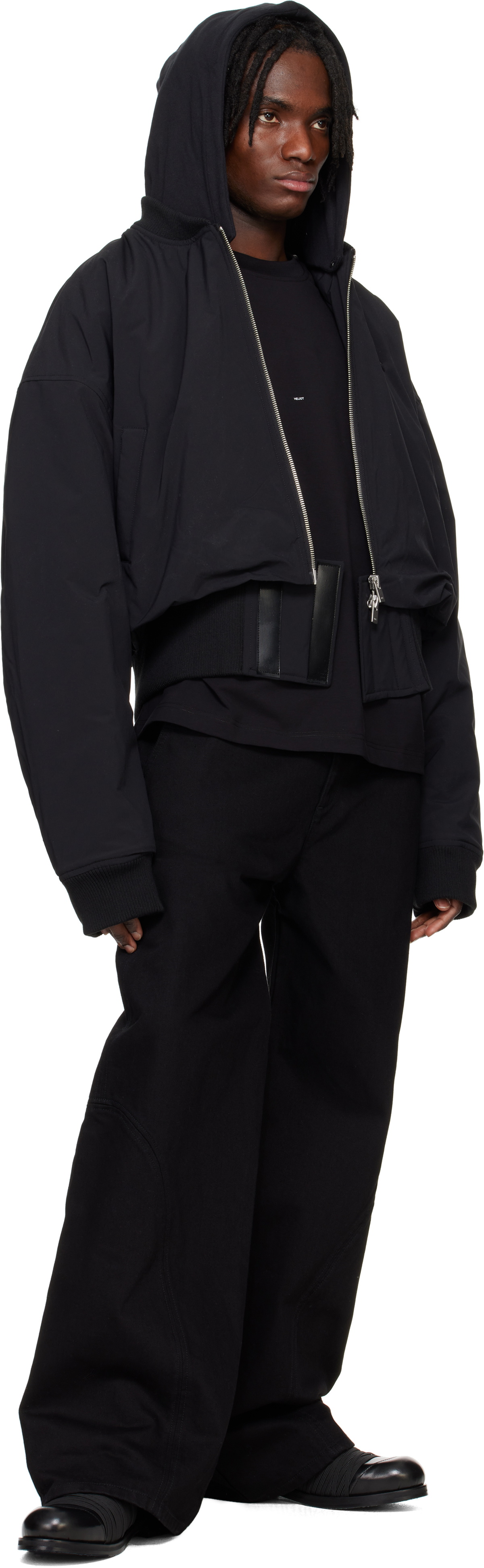 HELIOT EMIL Black Pneumatic Bomber Jacket Heliot Emil