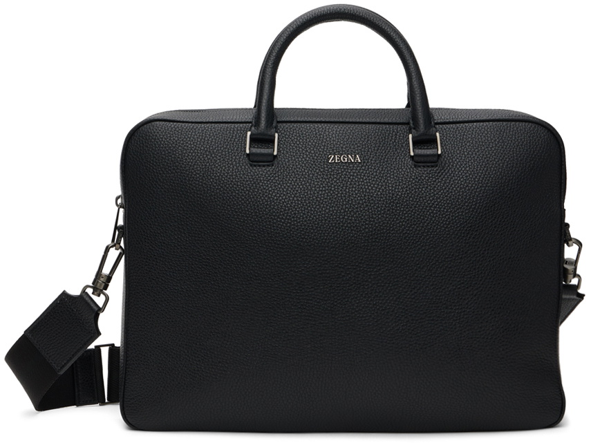 ZEGNA Black Edgy Business Briefcase Zegna