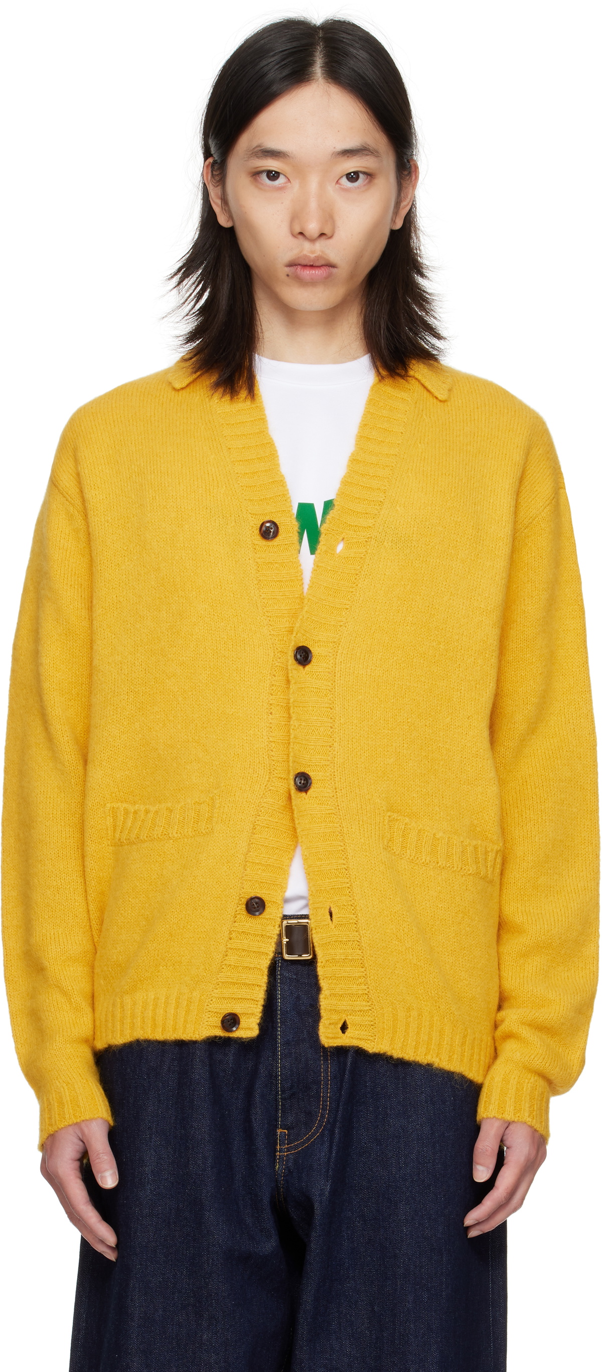 vowels Yellow Shirt Cardigan
