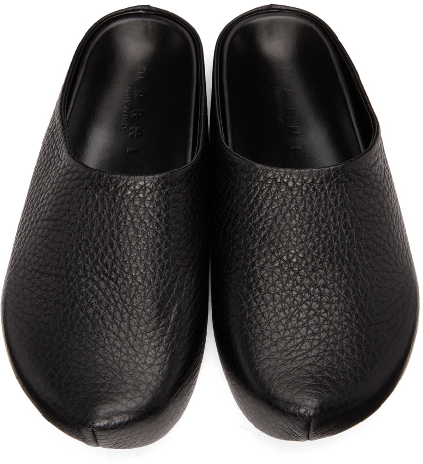 Marni Black Calfskin Fussbett Sabot Clogs Marni