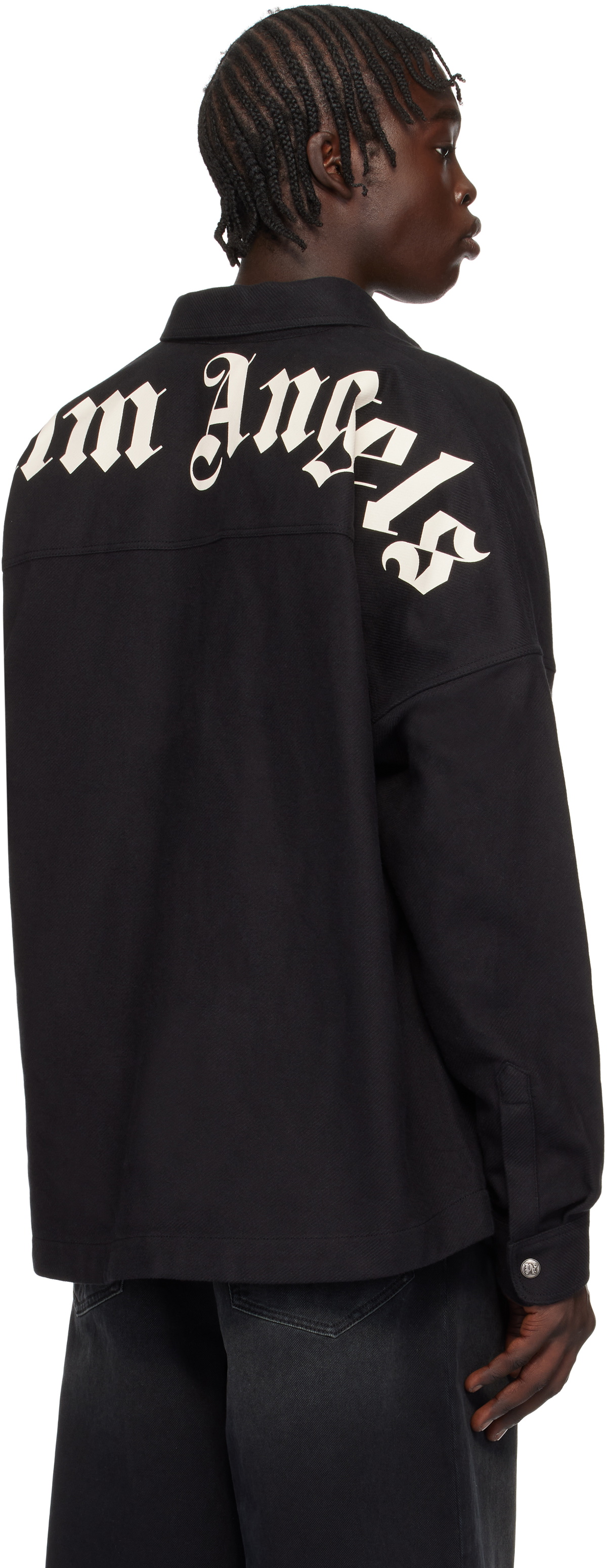 Palm Angels Black Classic Logo Overshirt Palm Angels