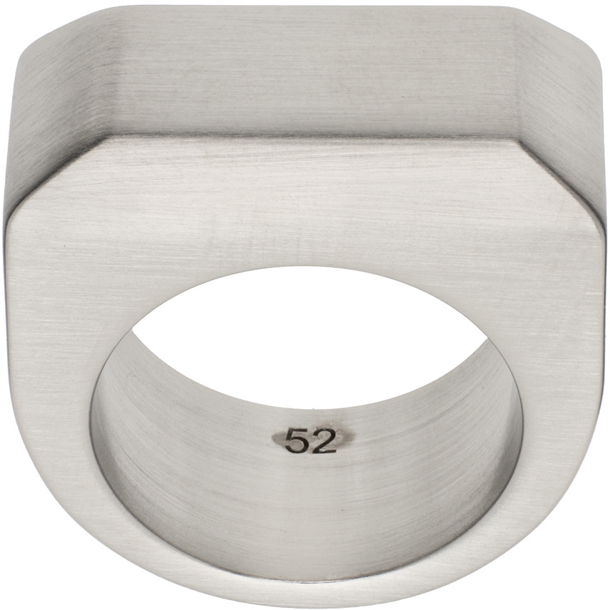 Rick Owens Silver Beveled Ring Rick Owens