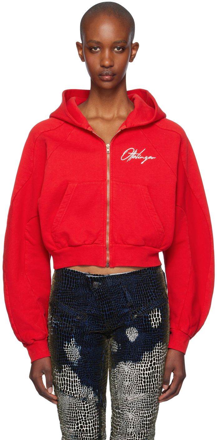 Ottolinger Red Multiline Zip Hoodie Ottolinger