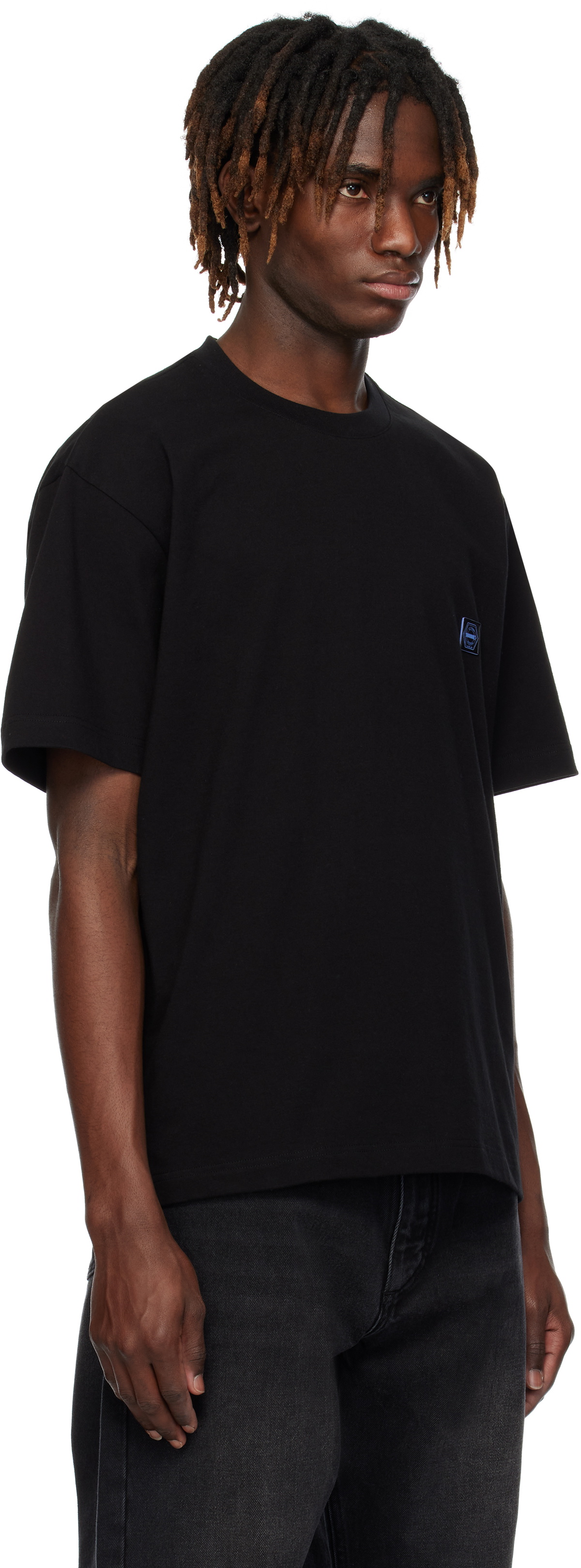 Solid Homme Black Embroidered-Logo T-shirt Solid Homme