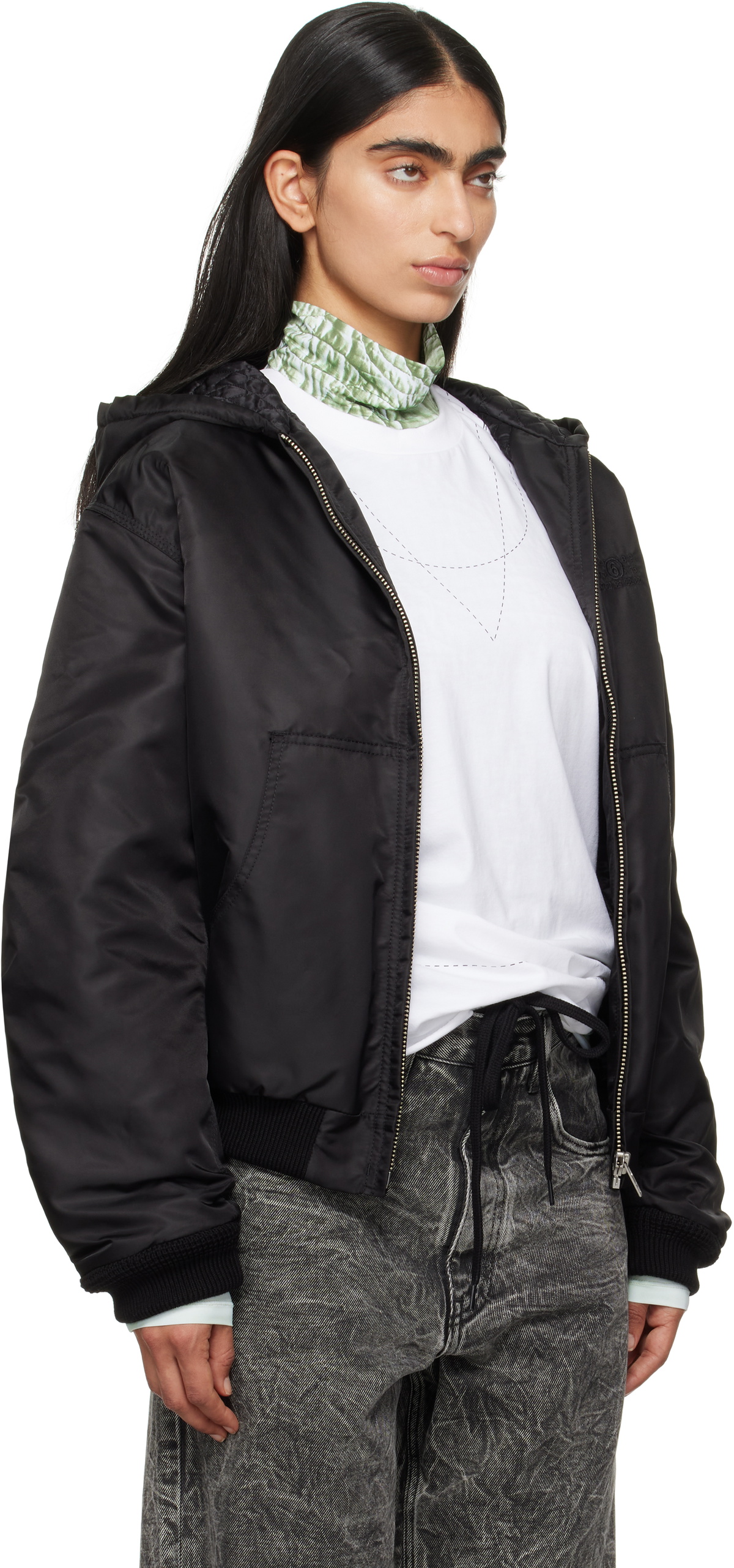 MM6 Maison Margiela Black Sport Bomber Jacket MM6 Maison Margiela