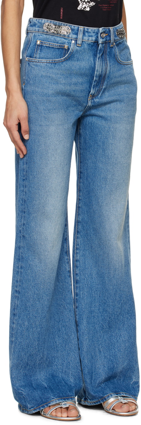 Rabanne Blue Embellished Jeans Paco Rabanne