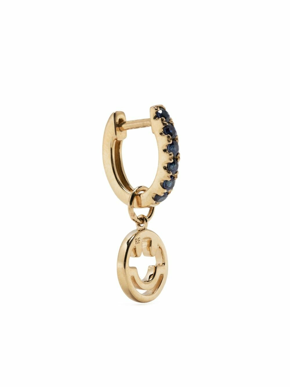Roxanne First 14K Yellow Gold Smiley Sapphire Hoop Earring Roxanne First