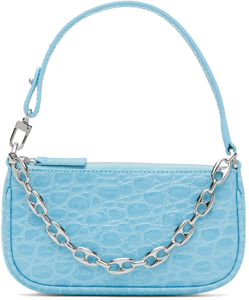 BY FAR Blue Croc Rachel Mini Bag By Far