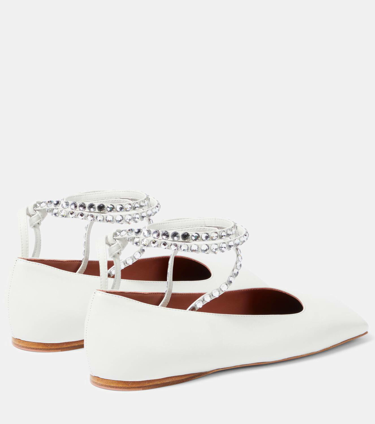 Amina Muaddi Ane embellished leather ballet flats Amina Muaddi