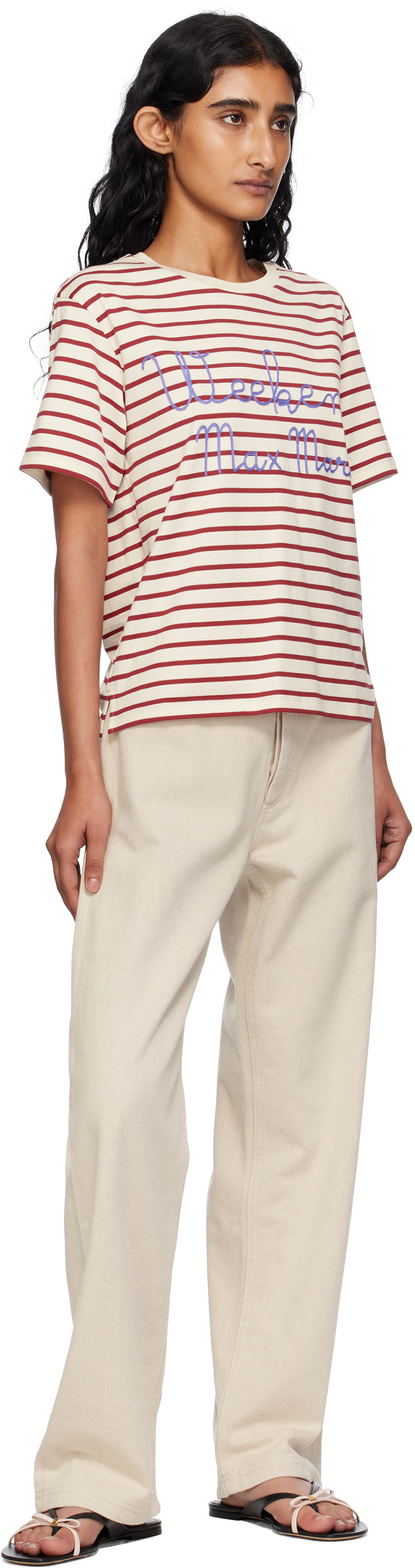 Weekend Max Mara Red & Off-White Olga T-shirt Weekend Max Mara
