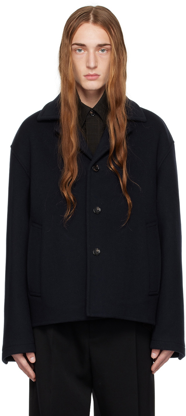 Bottega Veneta Navy Notched Lapel Jacket Bottega Veneta