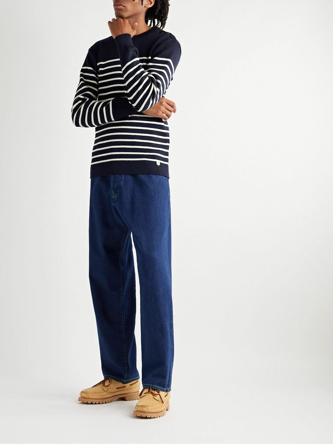 Armor Lux - Molène Logo-Appliquéd Striped Wool Sweater - Blue Armor Lux